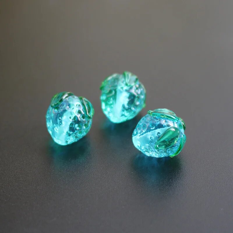 Бусины Akusesari, стеклянные, клубничные, разноцветные, 10 шт. Ocean blue