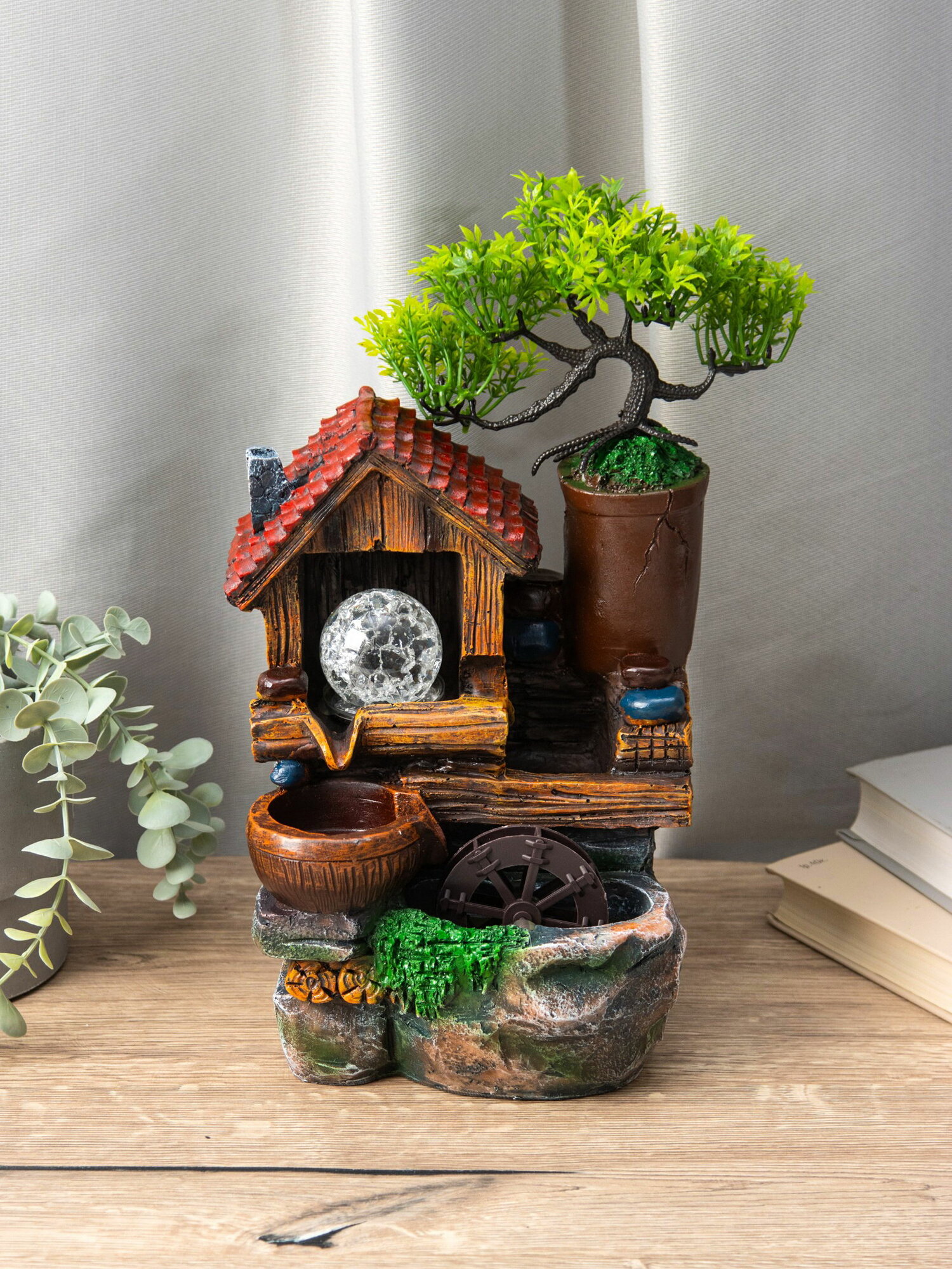 Фонтан настольный "Домик под деревом", 32x15x13 см, с подсветкой