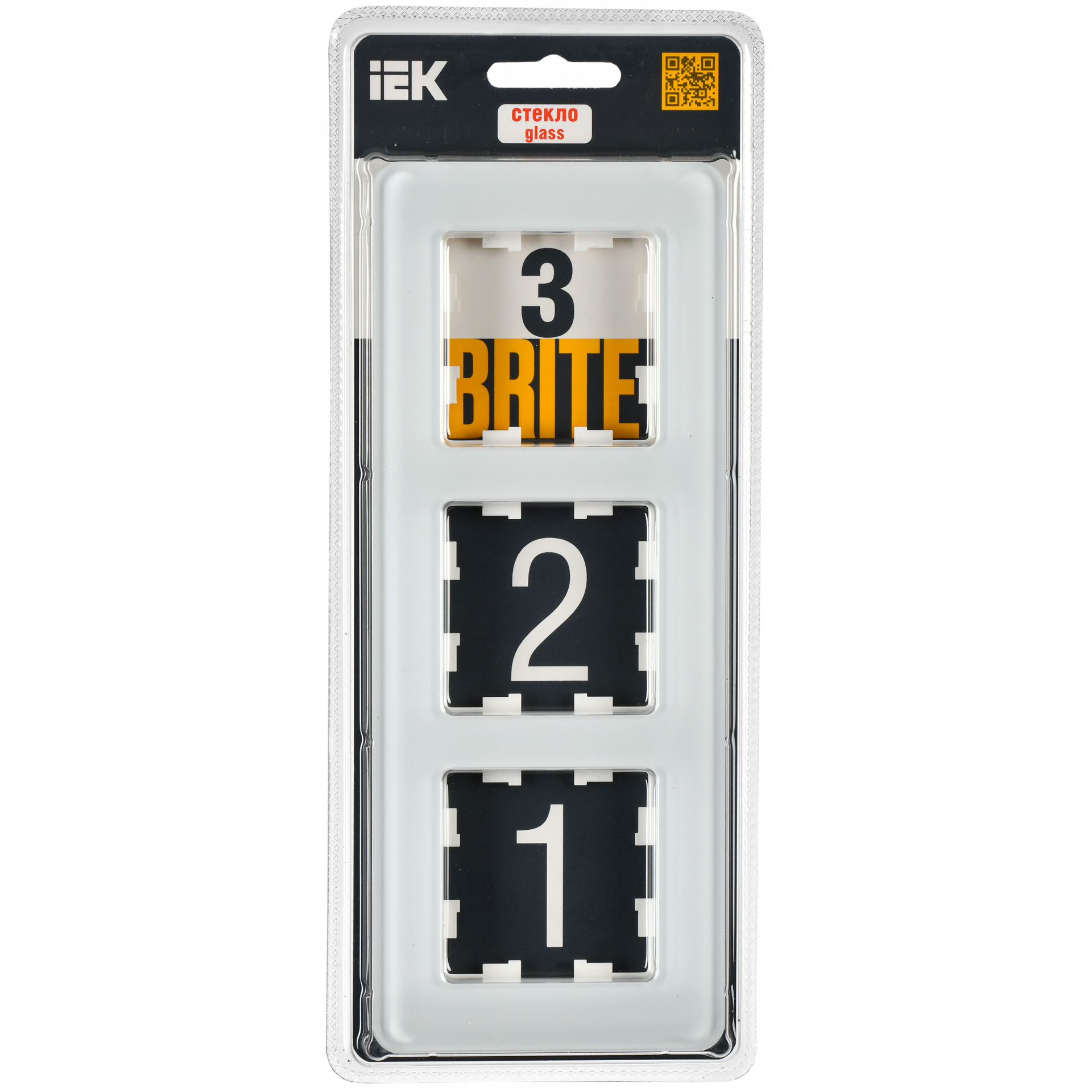 BRITE Рамка 3-местная РУ-3-2-Бр стекло белый RE, IEK BR-M32-G-41-K01 (1 шт.)