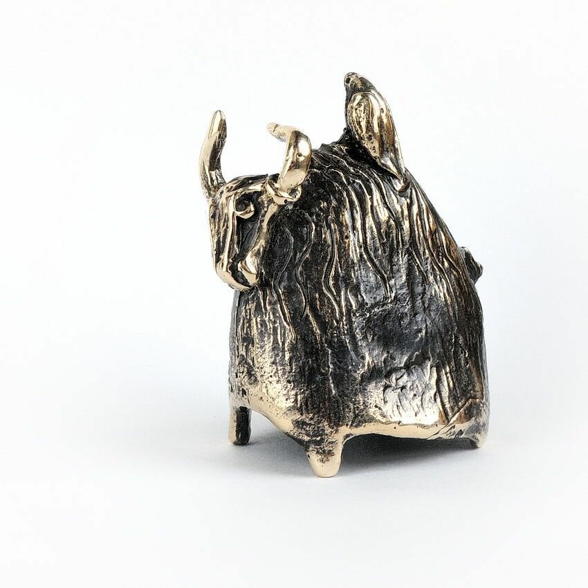 Бык с птичкой колокольчик латунный интерьерный для декора дома