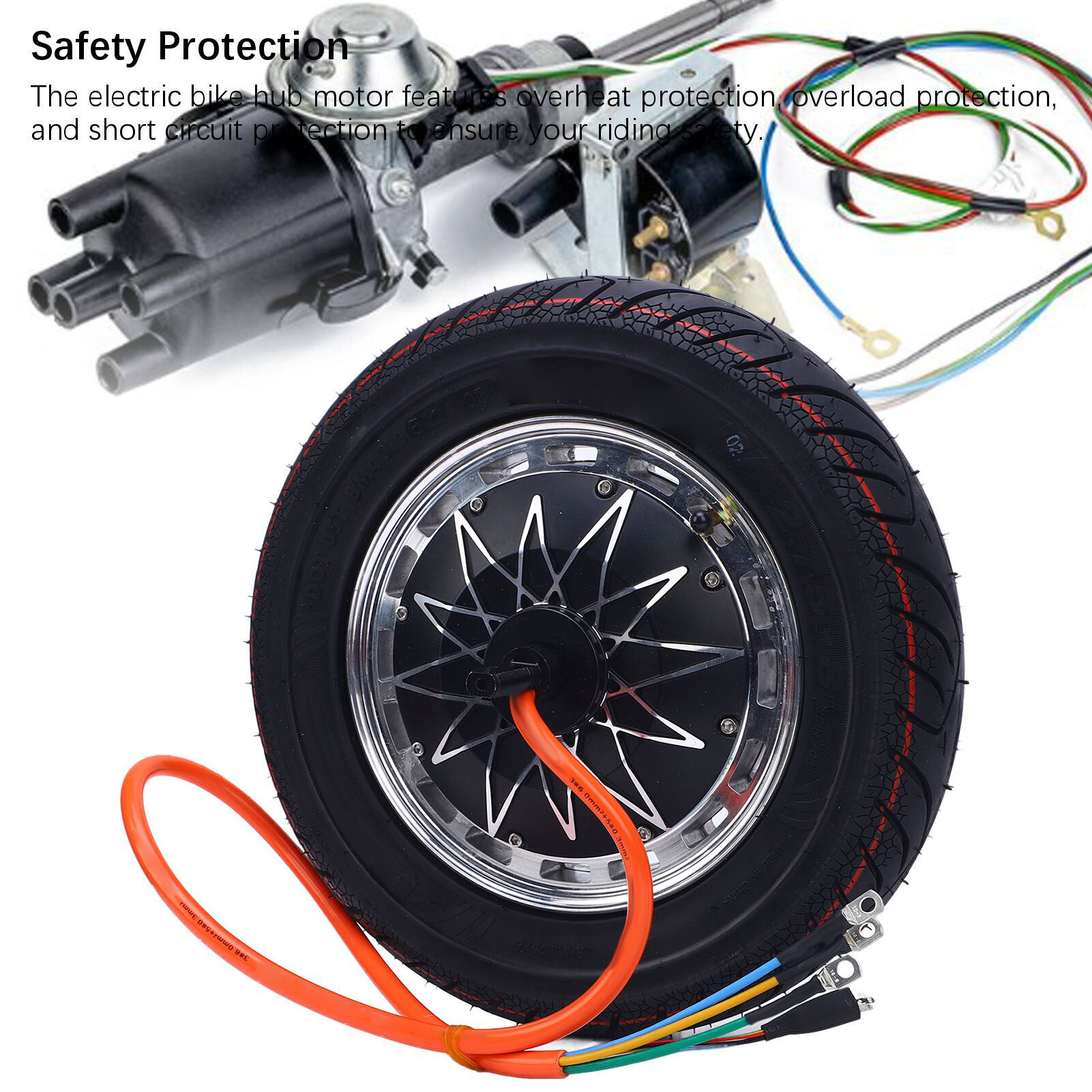 14-дюймовый мотор-ступица колеса для электровелосипеда из алюминиевого сплава 48 В - 72 В 2000 Вт - 5000 Вт, водонепроницаемый IPX6 для электромотоцикла, электрического внедорожного транспортного средства