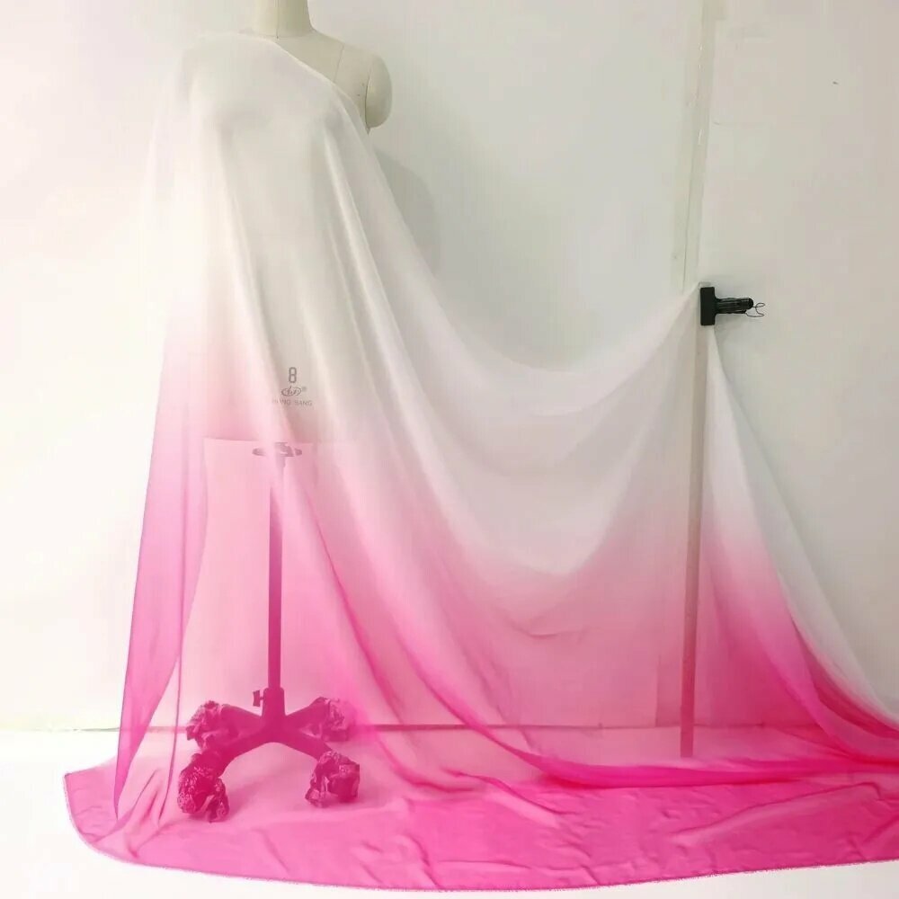 Шифон градиентный двухтонный омбре, ультралегкий (50 г/m), ширина 148 см, для свадебных платьев и сценических костюмов, продажа на метр