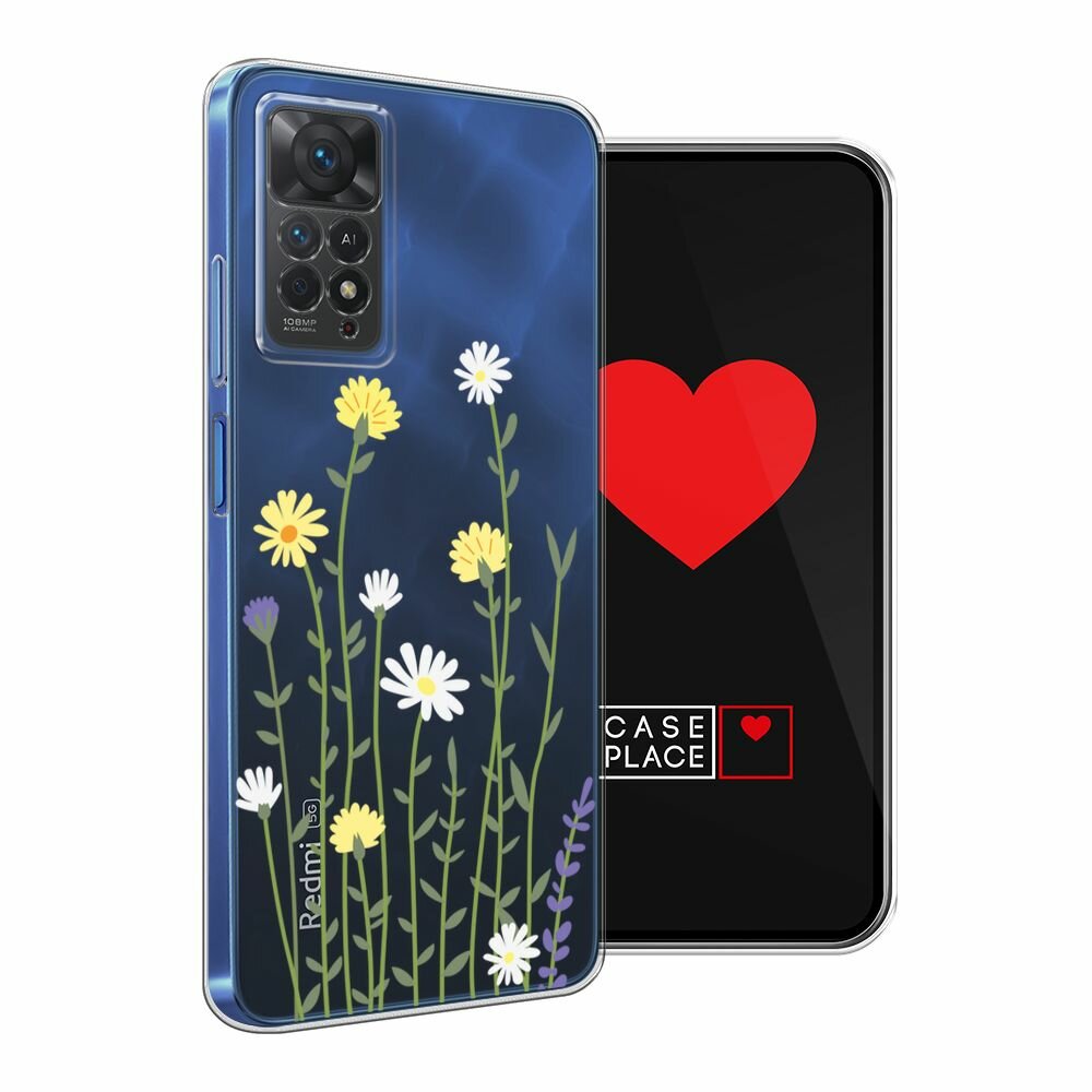 Чехол на Xiaomi Redmi Note 11E Pro / Сяоми Редми Нот 11E Pro Про с принтом "Пучок полевых цветов", прозрачный — фото 1