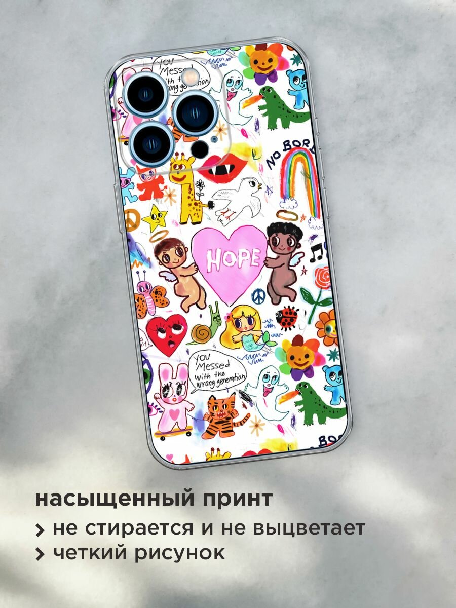Чехол на Apple iPhone 13 Pro / Айфон 13 Про с принтом "Милые рисунки" — фото 1