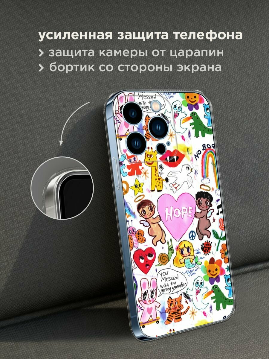 Чехол на Apple iPhone 13 Pro / Айфон 13 Про с принтом "Милые рисунки" — фото 1