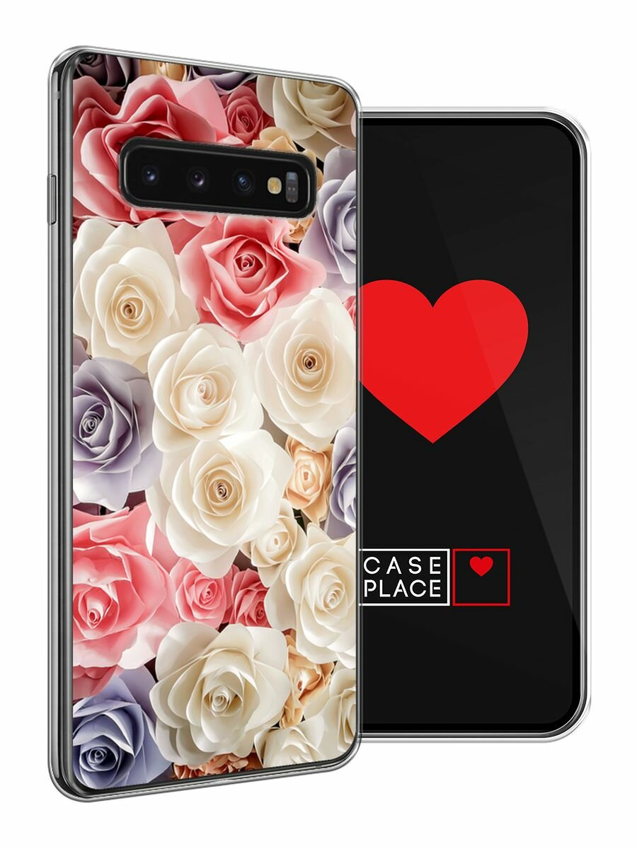 Чехол на Samsung Galaxy S10 + / Самсунг Галакси S10 Плюс с принтом "Пастельные розы" — фото 1