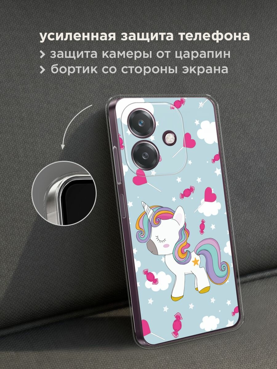Чехол на Oppo A3/A3x / Оппо А3/A3x с принтом "Сладкий единорожек" — фото 1