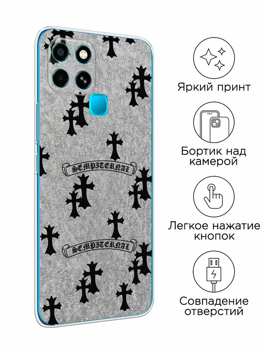 Чехол на Infinix Smart 6 / Инфиникс Смарт 6 с принтом "Кресты паттерн 3" — фото 1