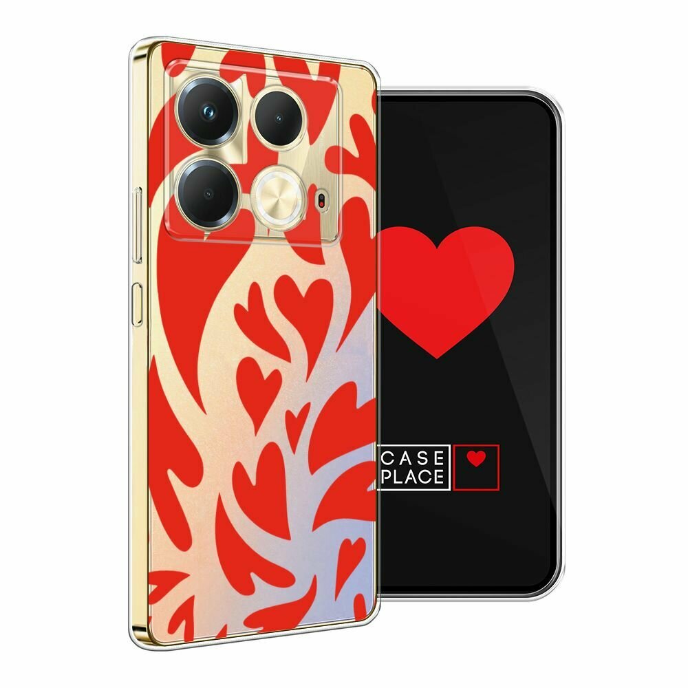Чехол на Infinix Note 40 / Инфиникс Нот 40 с принтом "Crazy hearts 2 - 14 февраля", прозрачный — фото 1