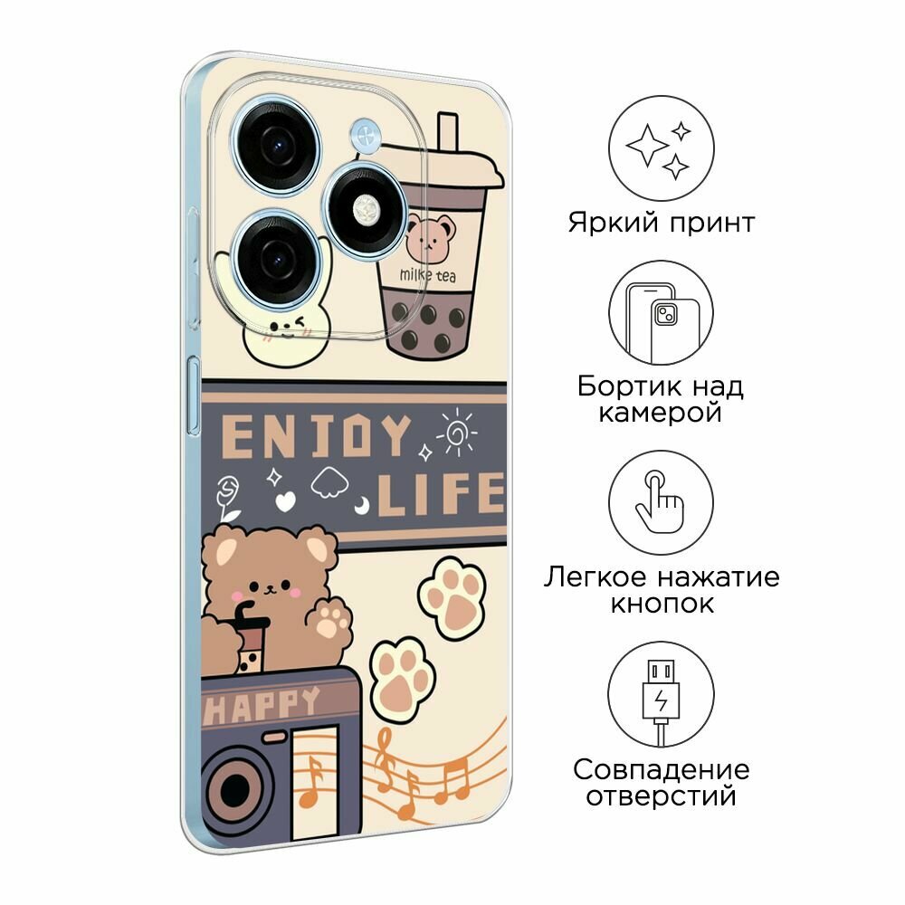 Чехол на Tecno Spark 20 / Текно Спарк 20 с принтом "Enjoy life 1" — фото 1