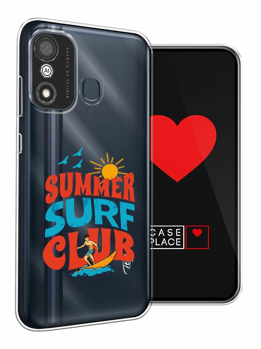 Чехол на Itel A27 / Ител А27 с принтом "Summer surf club", прозрачный — фото 1