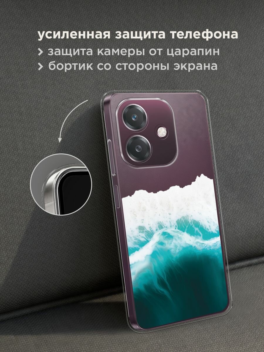 Чехол на Oppo A3/A3x / Оппо А3/A3x с принтом "Большая волна", прозрачный — фото 1