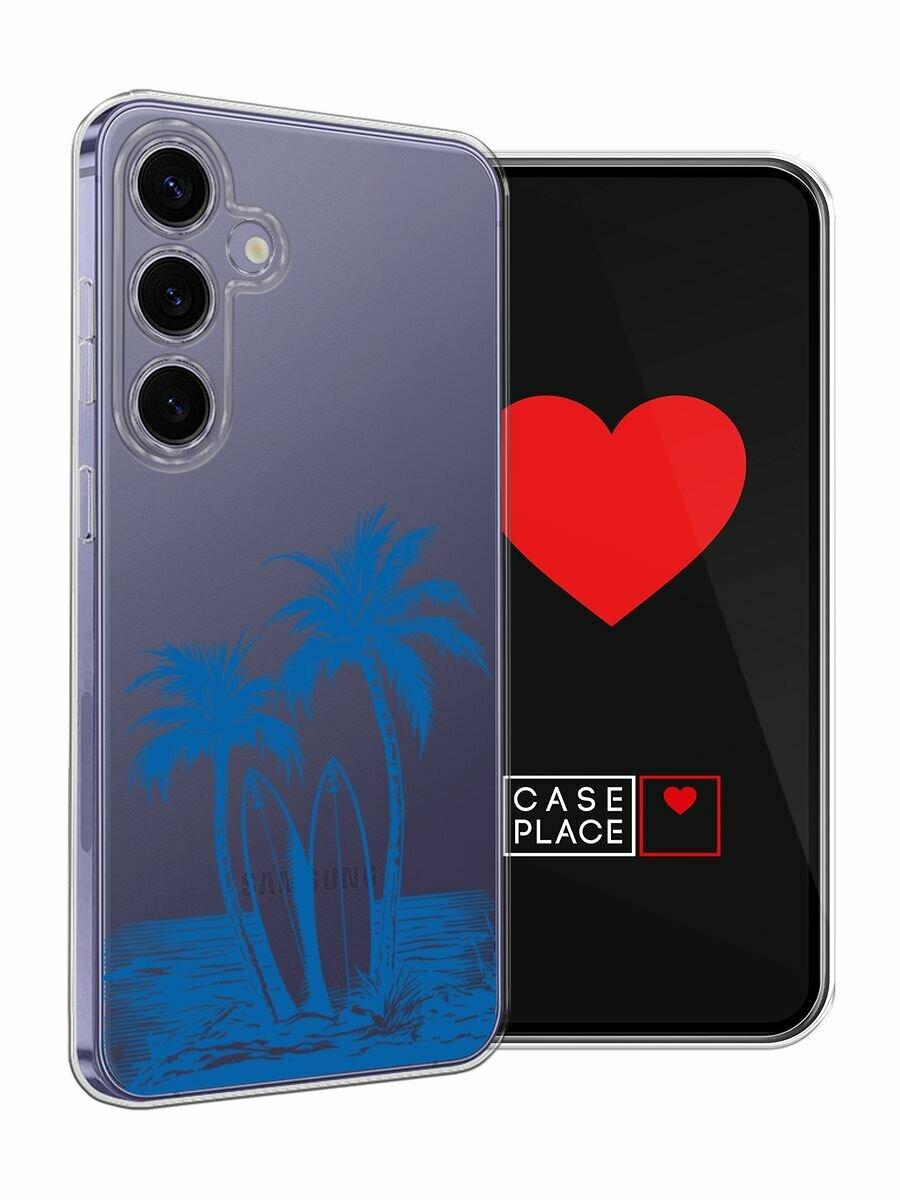 Чехол на Samsung Galaxy S24 Plus / Самсунг S24 Plus с принтом "Сёрфинг на островах 1", прозрачный — фото 1