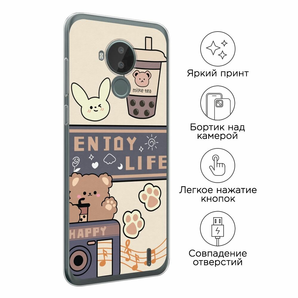 Силиконовый чехол на Nokia C30 / Нокия C30 с принтом "Enjoy life 1" — фото 1