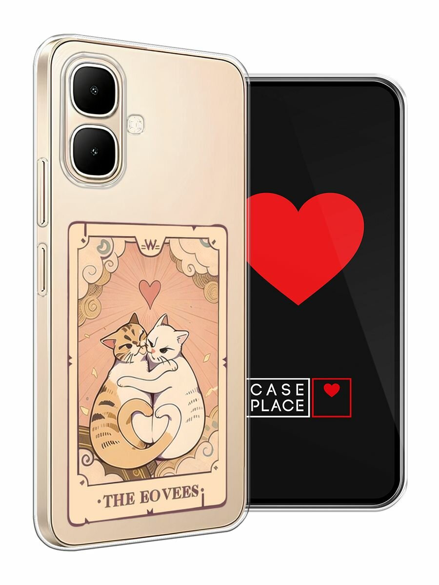 Чехол на Infinix Smart 10 / Инфиникс Смарт 10 с принтом "The lovers cats 2 - 14 февраля", прозрачный — фото 1