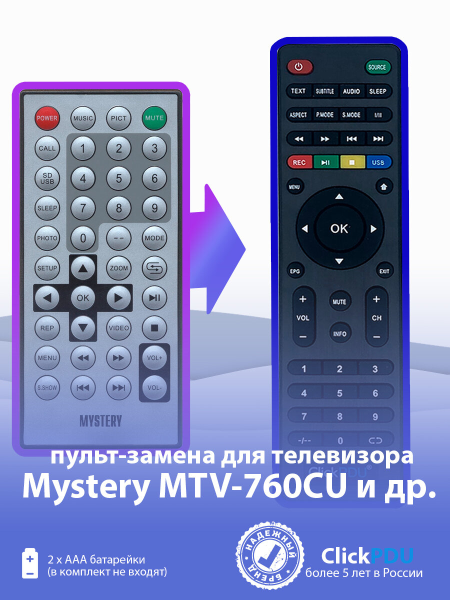 Пульт для автомобильного телевизора Mystery MTV-760CU