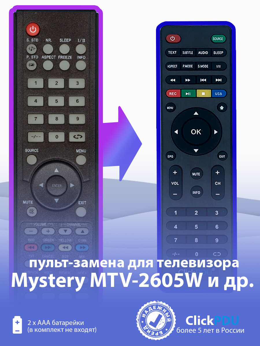 Пульт для телевизора Mystery MTV-2605W