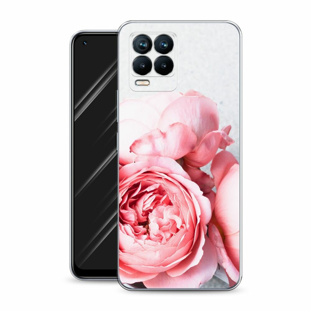 Чехол на Realme 8/8 Pro / Реалми 8/8 Про с принтом "Пионы на белом" — фото 1