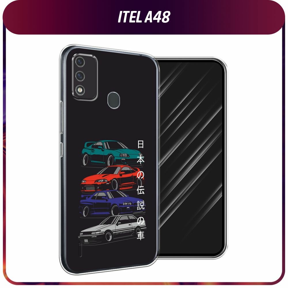 Силиконовый чехол на Itel A48 / Ител А48 с принтом "JDM Legend cars"