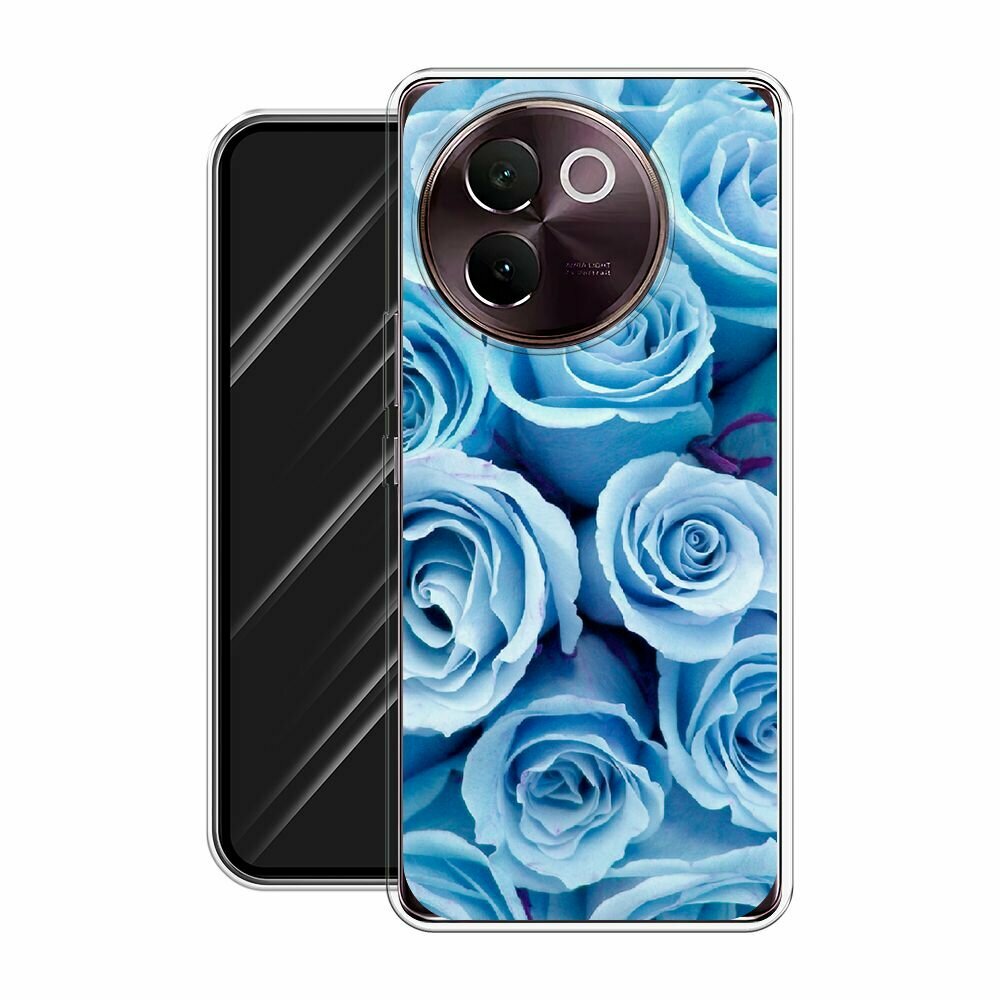 Силиконовый чехол на Vivo V30e / Виво В30е с принтом Лазурные розы — фото 1