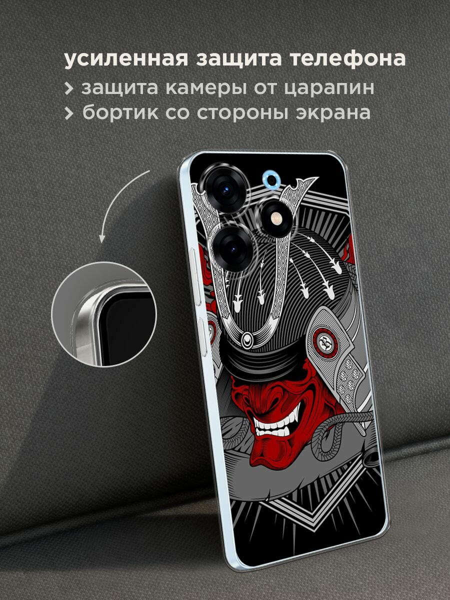 Чехол на Tecno Spark 10 Pro / Текно Спарк 10 Про с принтом "Красная маска самурая" — фото 1