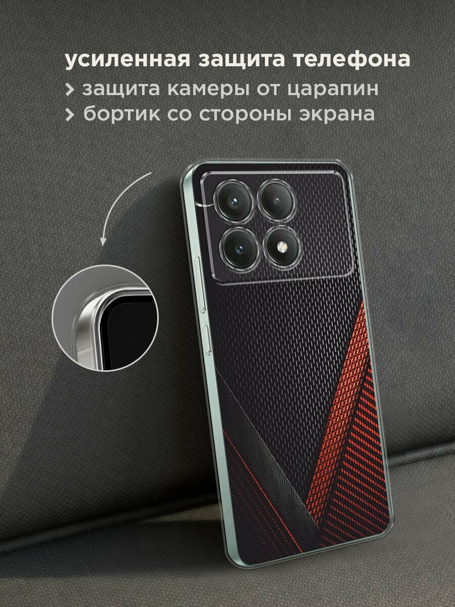 Чехол на Xiaomi Poco X6 PRO 5G / Поко X6 Про 5G с принтом "Красный карбон" — фото 1