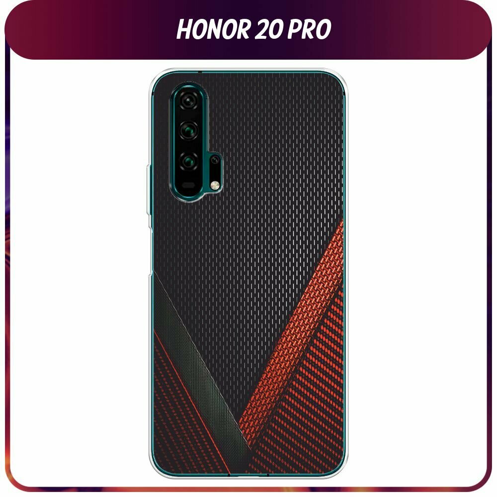Чехол на Honor 20 Pro / Хонор 20 Про с принтом "Красный карбон"