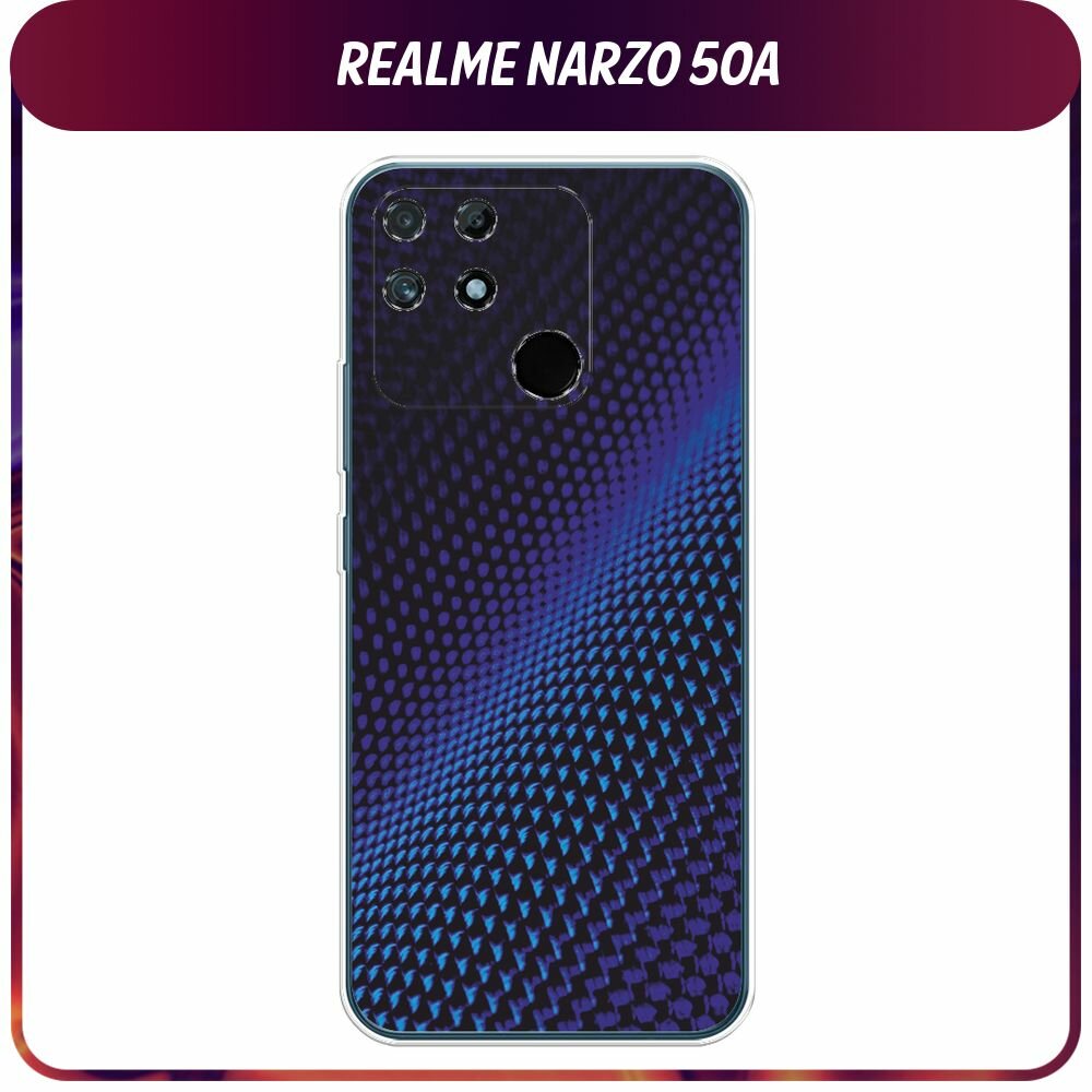 Чехол на Realme Narzo 50A / Реалми Нарзо 50A с принтом "Синий карбон"