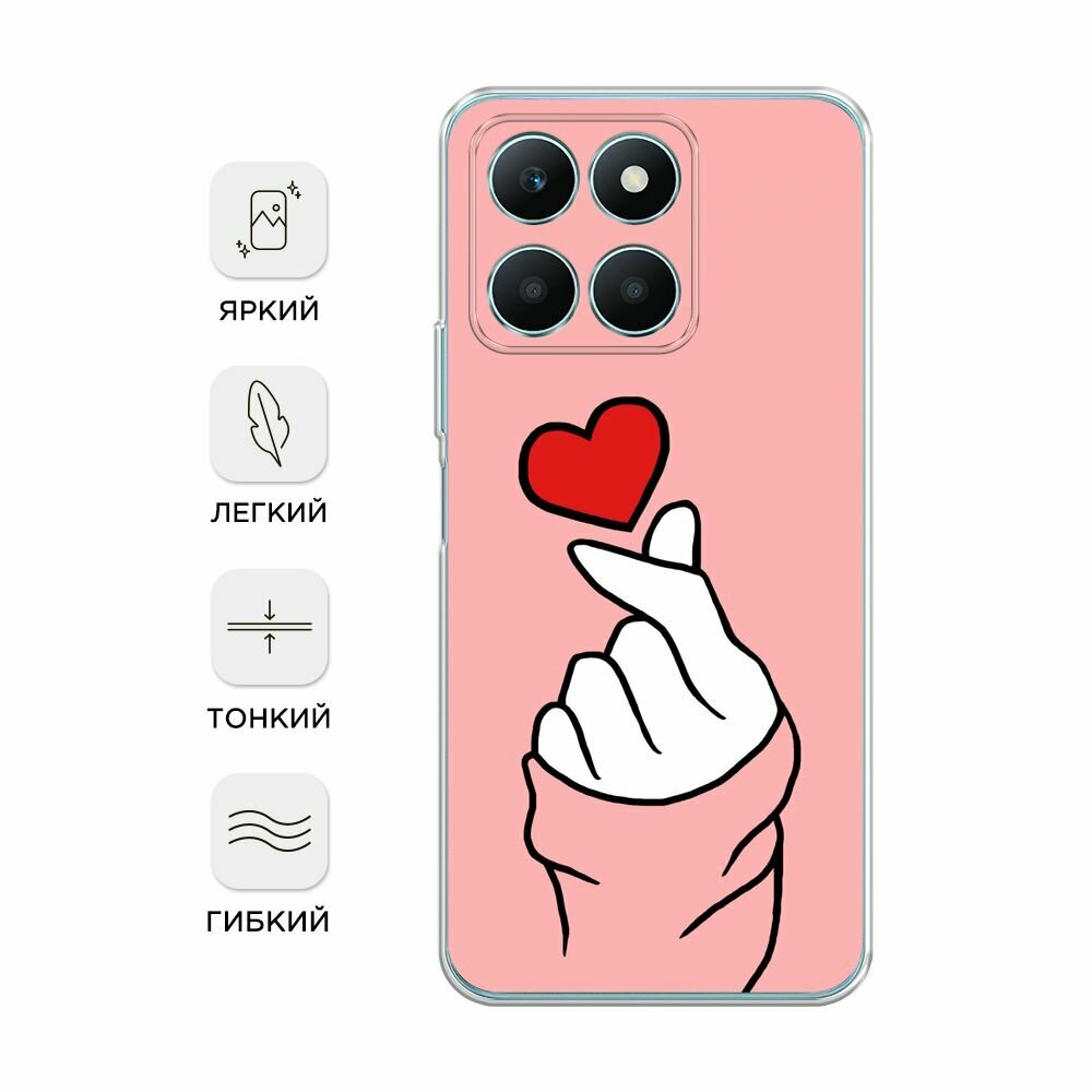 Силиконовый чехол на Honor X6A / Хонор X6A с принтом "Милое сердечко" — фото 1