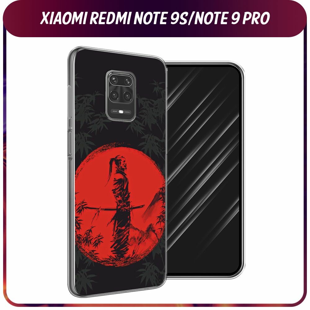 Чехол на Xiaomi Redmi Note 9S/9 Pro / Сяоми Редми Нот 9S/9 Про с принтом "Самурай на красном фоне"