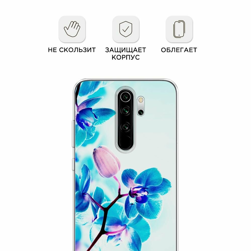 Чехол на Xiaomi Redmi Note 8 Pro / Сяоми Редми Нот 8 Про с принтом "Голубая орхидея" — фото 1
