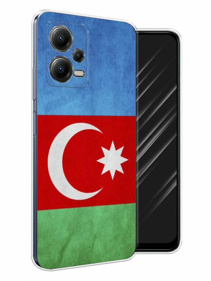 Чехол на Xiaomi Poco X5 5G / Сяоми Поко X5 5G с принтом "Флаг Азербайджана"