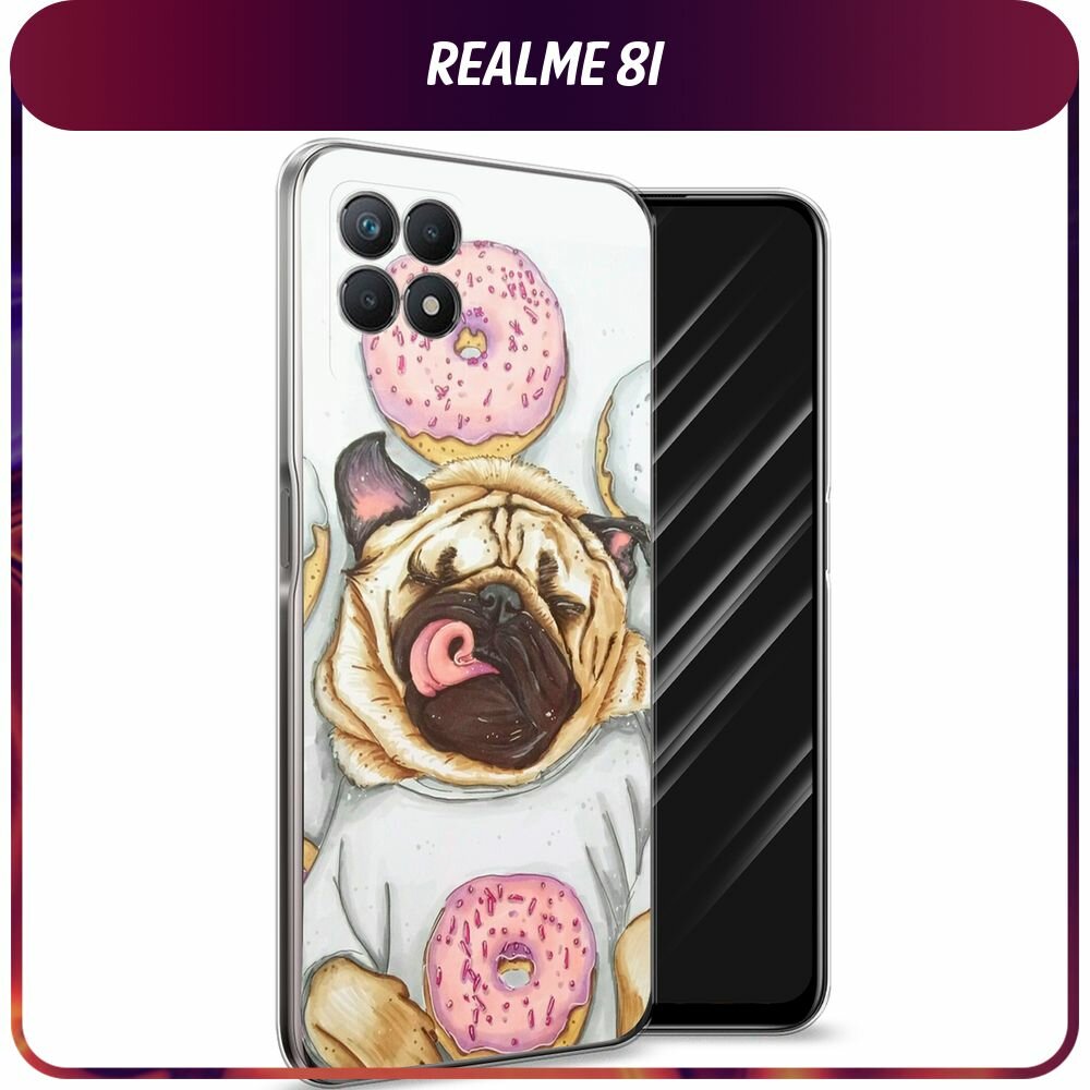 Силиконовый чехол на Realme 8i / Реалми 8i с принтом "Счастливый мопс"