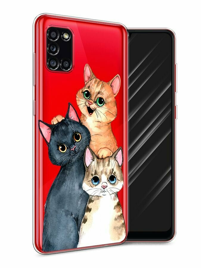 Чехол на Samsung Galaxy A31 / Самсунг Галакси А31 с принтом Три братца котенка, прозрачный
