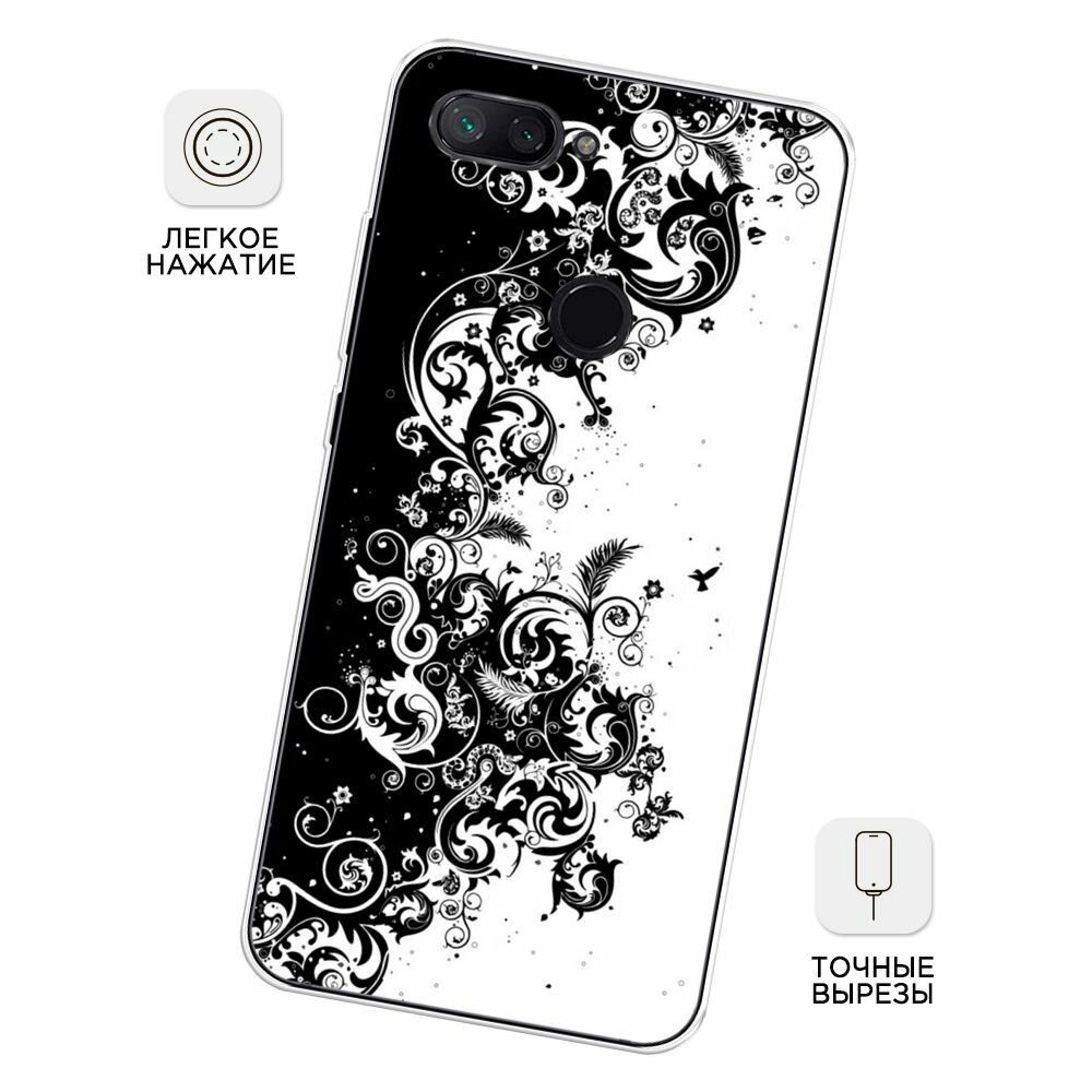 Чехол на Xiaomi Mi 8 Lite (Youth Edition) / Сяоми Ми 8 Лайт (Юс Эдишн) с принтом "Черно белый узор" — фото 1