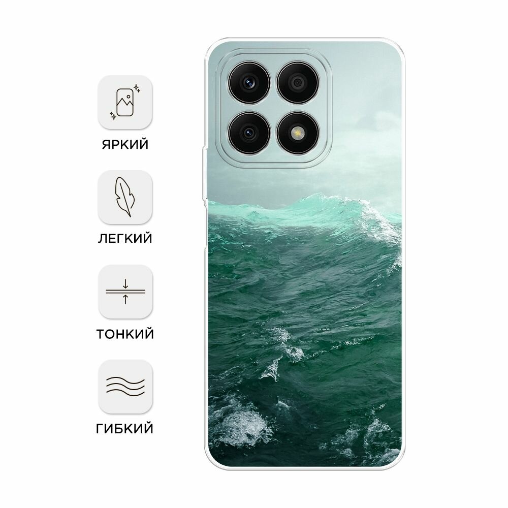Силиконовый чехол на Honor X8A / Хонор X8A с принтом "Волны 12" — фото 1