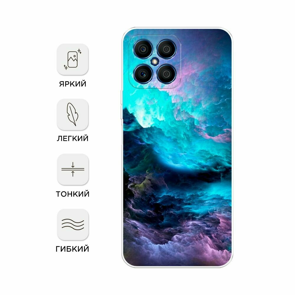 Силиконовый чехол на Honor X8 / Хуавей X8 с принтом "Бирюзовое небо" — фото 1