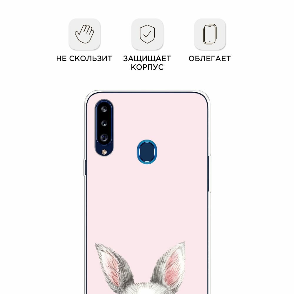 Чехол на Samsung Galaxy A20s / Самсунг Галакси A20s с принтом "Карандашный кролик 1 - 8 марта" — фото 1