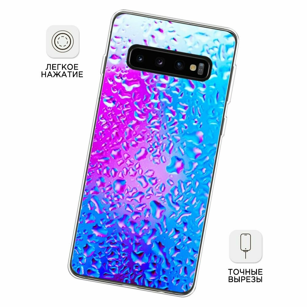 Чехол на Samsung Galaxy S10 + / Самсунг Галакси S10 Плюс с принтом "Капли на стекле" — фото 1