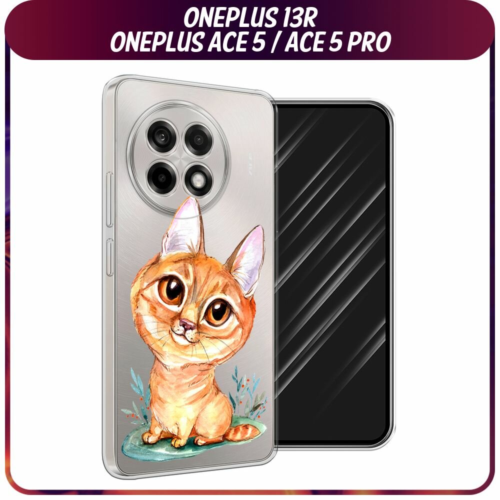 Чехол на Oneplus 13R/Ace 5/5 Pro / Ван Плас 13R/Асе 5/5 Про с принтом Милый рыжий котенок, прозрачный