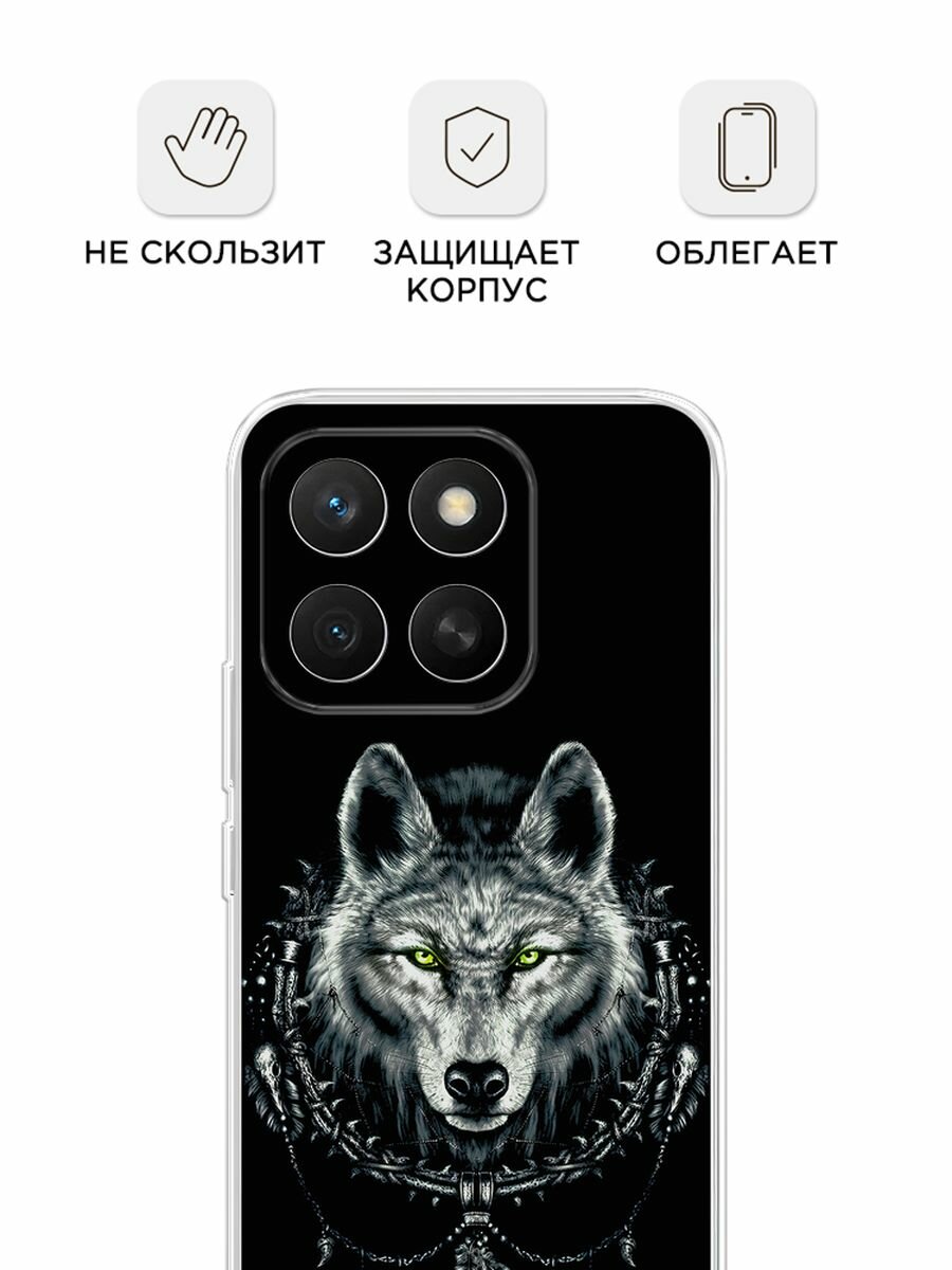 Силиконовый чехол на Honor X8c / Хонор X8c с принтом "Волк оберег" — фото 1