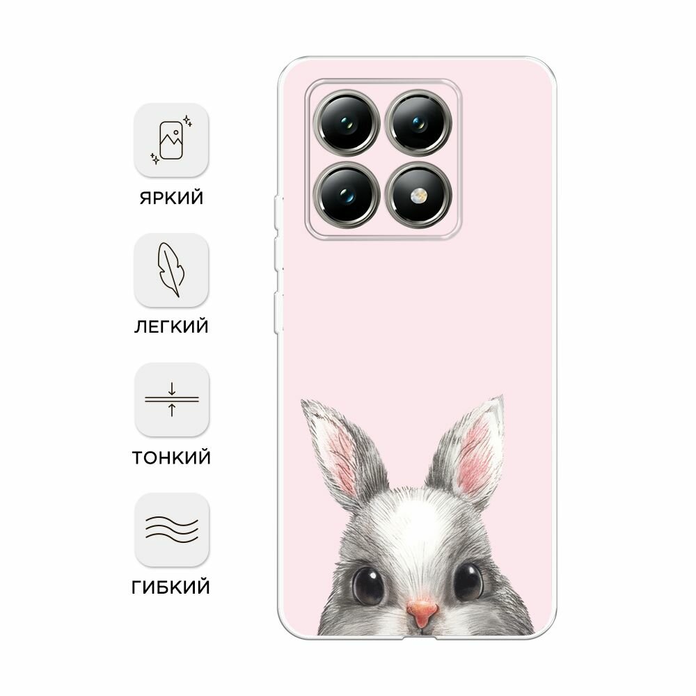Чехол на Xiaomi 14T / Сяоми 14T с принтом "Карандашный кролик 1 - 8 марта" — фото 1
