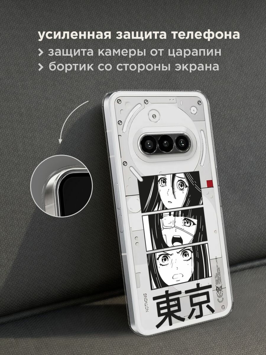 Чехол на Nothing Phone 3a / Нотинг Фон 3а с принтом "Tokyo girls", прозрачный — фото 1
