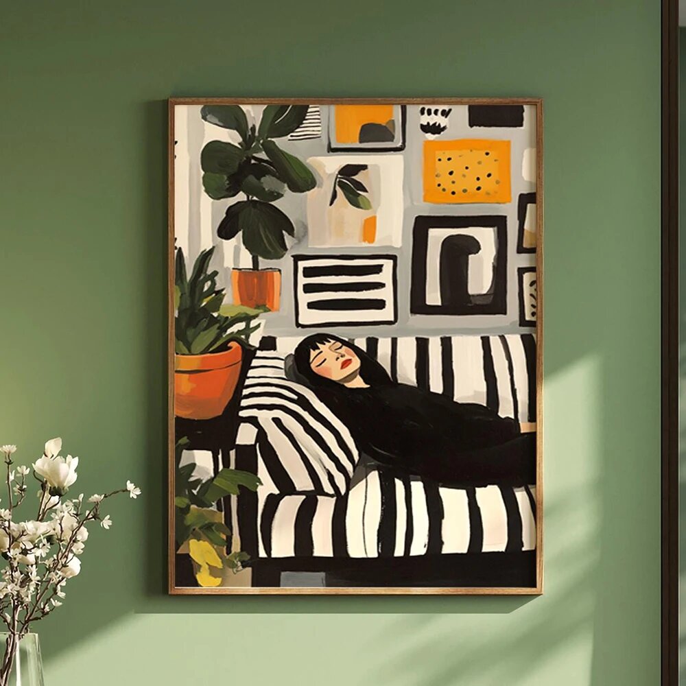 Постер "Женщина на диване" 50x70см, темно-зеленый, CJ54726
