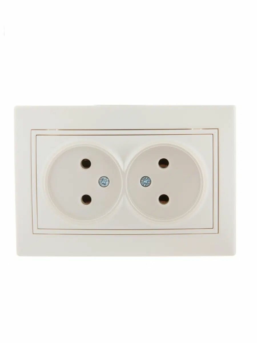 Розетка 2-м СП Mira 16А IP20 без заземления со вставкой керамика жемчужный/белый перламутровый LEZARD 701-3030-128
