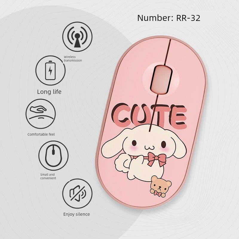 Беспроводная Bluetooth-мышь Cinnamon Dog, бесшумная, милая, подходит для мобильного телефона Huawei Xiaomi, плоский