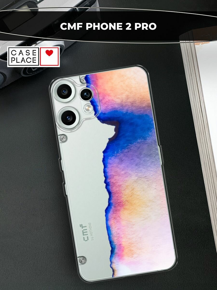 Чехол на CMF Phone 2 Pro / CMF Фон 2 Про с принтом Синяя акварель, прозрачный