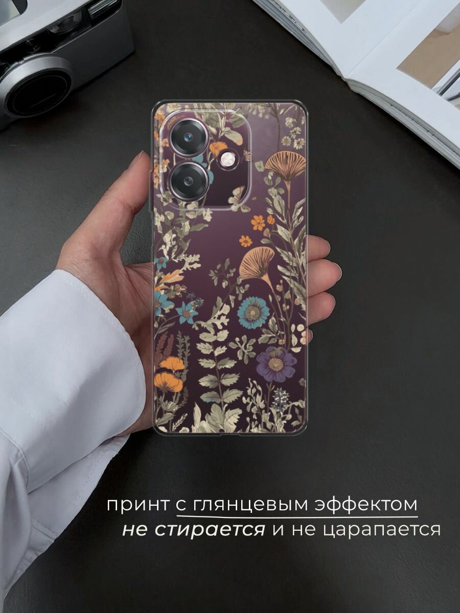 Чехол на Oppo A3/A3x / Оппо А3/A3x с принтом Сухоцветы и бабочка — фото 1