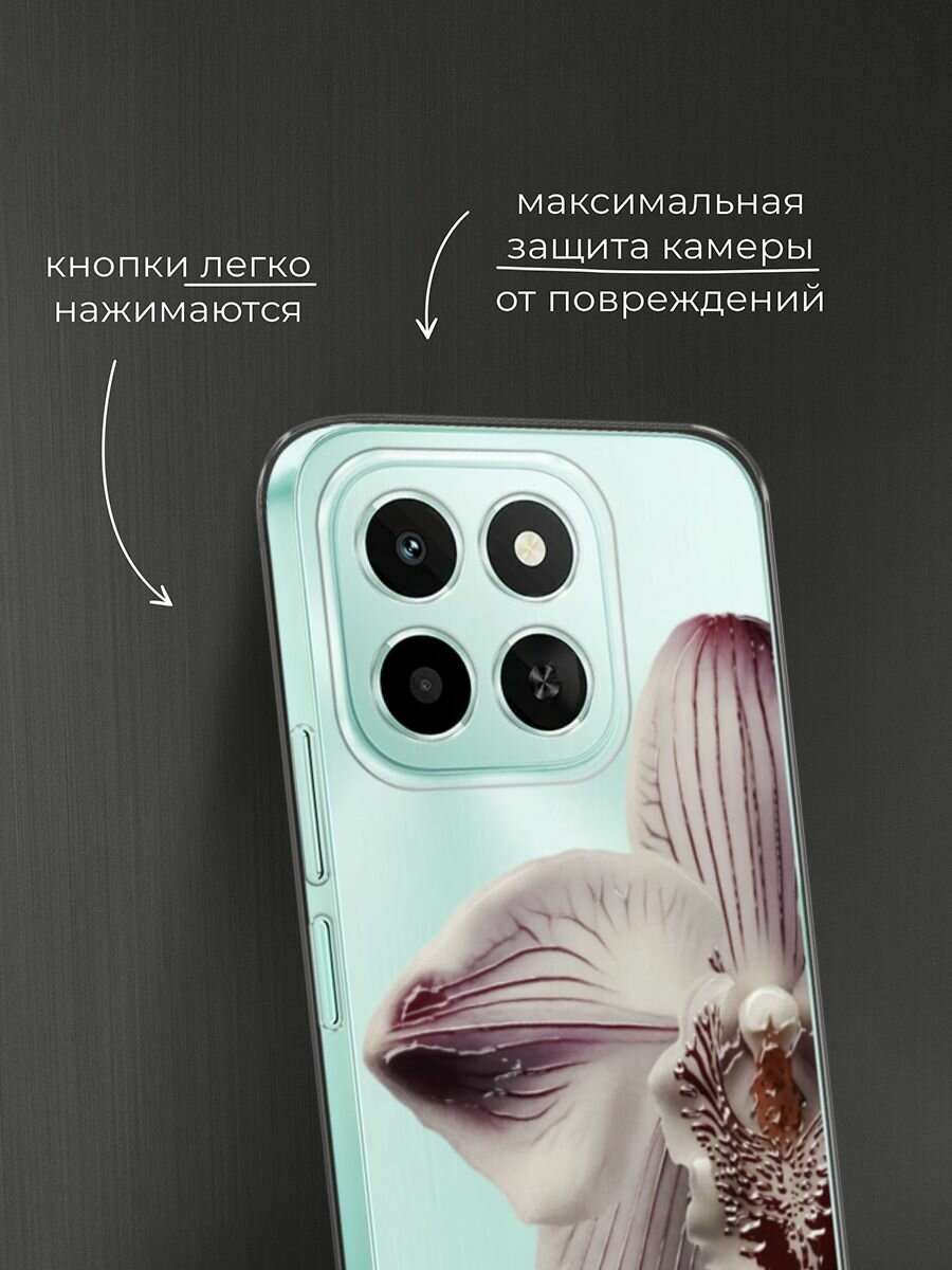 Силиконовый чехол на Honor X6c / Хонор X6c с принтом Белая орхидея — фото 1