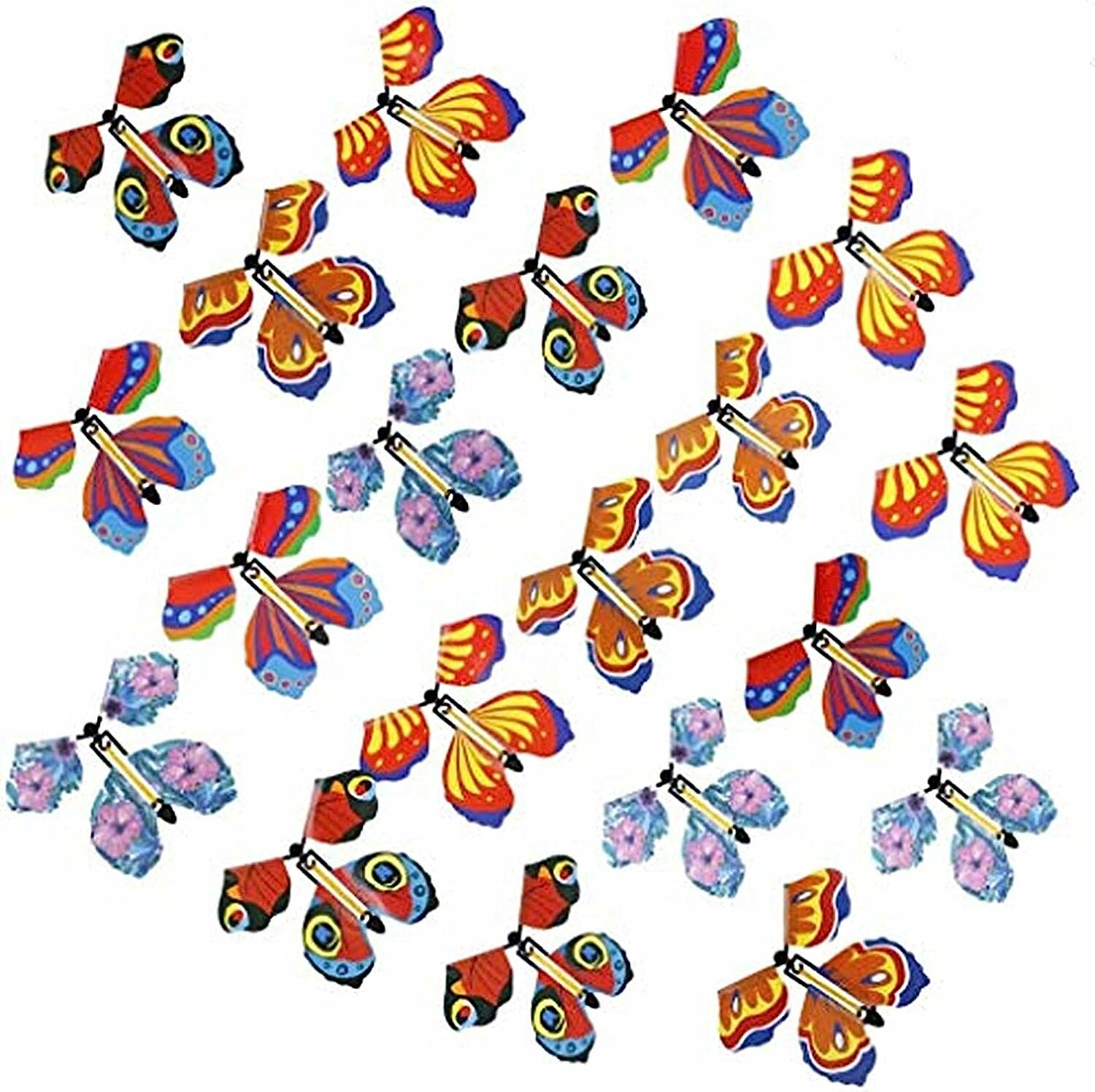 Игрушка Баттерфляй Летающий Бабочка на резиновой резине с заводской механизмом 20 штук для сюрпризного подарка или вечеринки Рождество и Новый год Классический стиль Размер 13.5 см x 11 см Цвет Случайная доставка